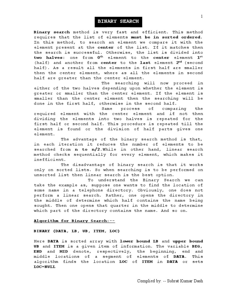 Binary Search | PDF | Algorithms And Data Structures | Applied Mathematics Binary Search | PDF | Algorithms And Data Structures | Applied Mathematics