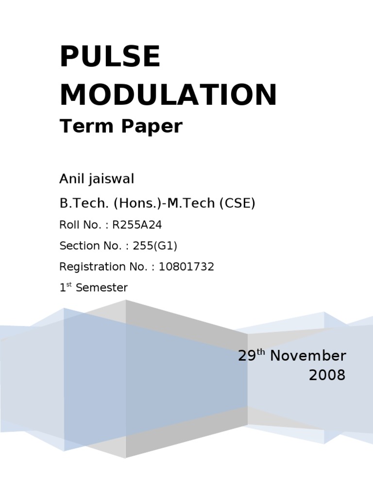 Pulse Modulation: Term Paper | PDF | Modulation | Electronic Engineering