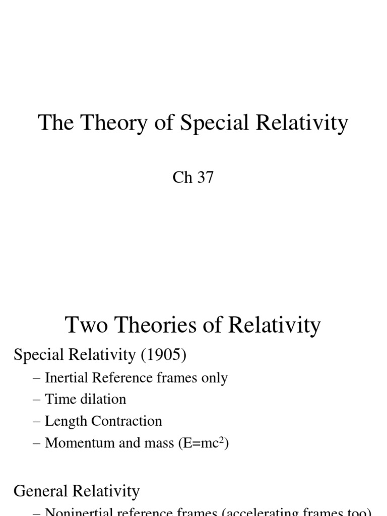 The Theory of Special Relativity | PDF | Special Relativity ...