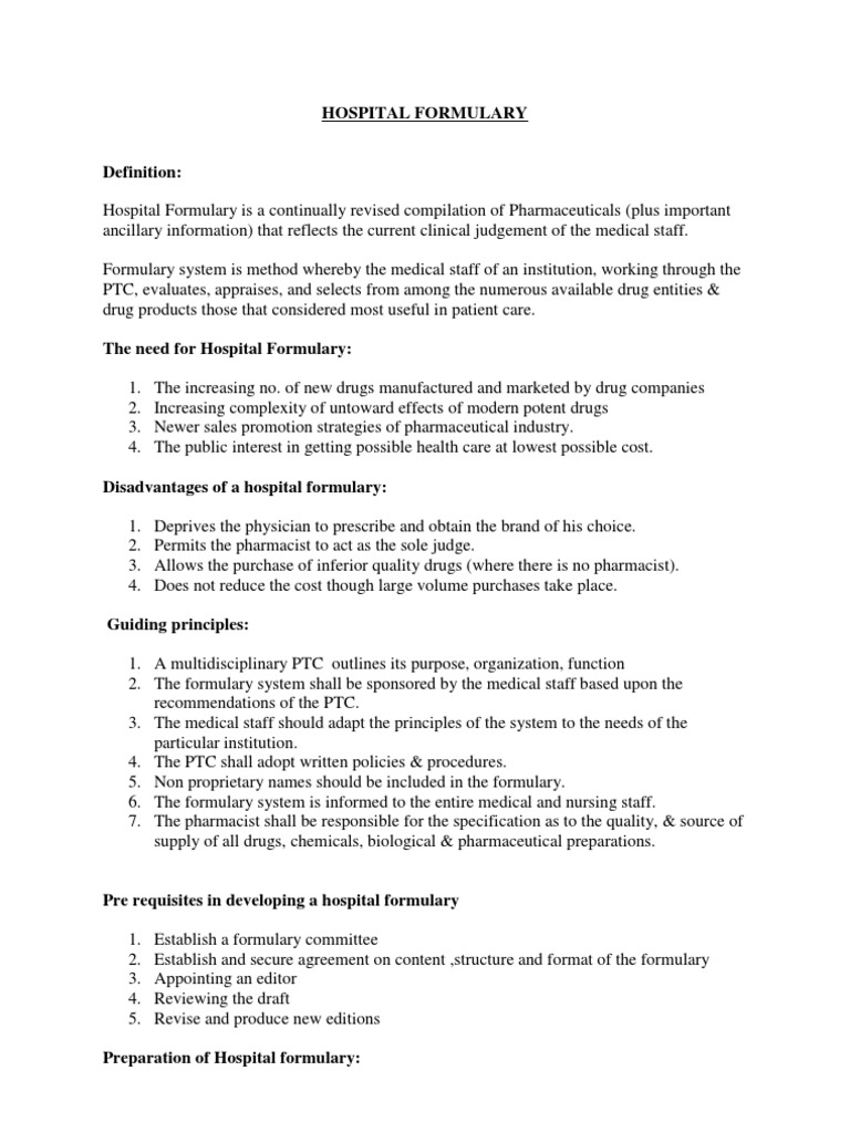 Hospital Formulary | PDF | Medical Prescription | Pharmaceutical Drug