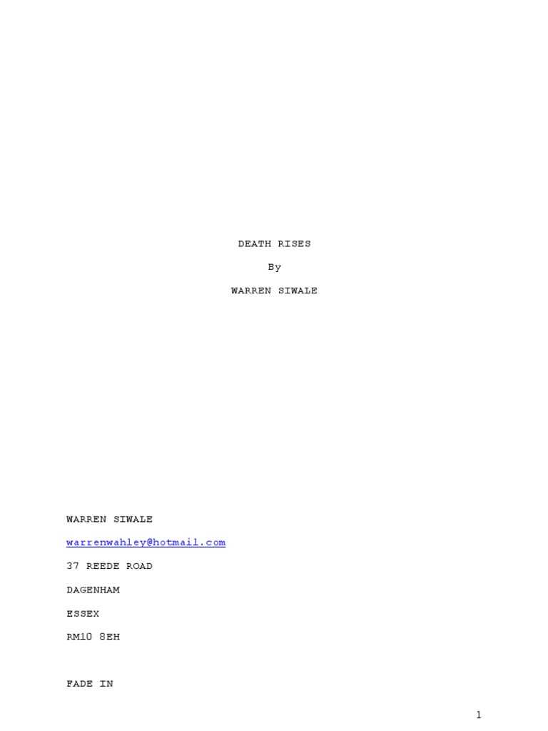Death Rises: A Chilling Short Script | PDF