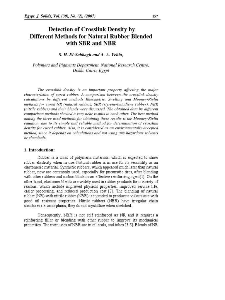 Crosslink Density in Rubber Blends | PDF