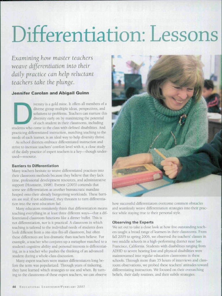 Differentiation: Lessons From Master Teachers | PDF | Teachers ...
