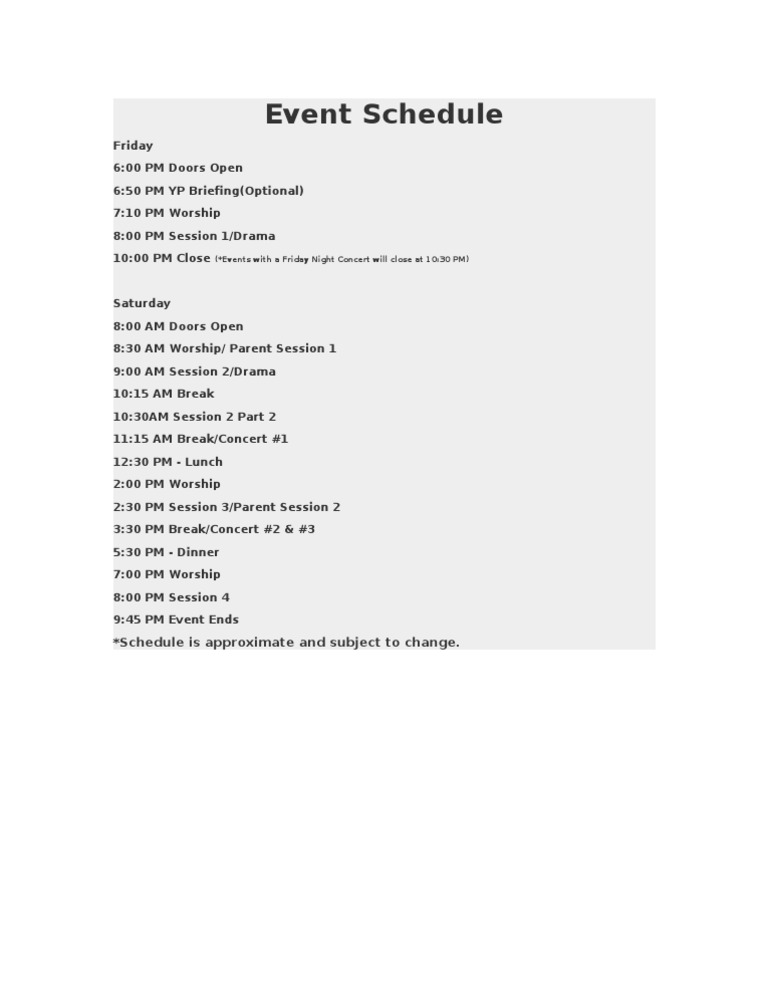 Event Schedule | PDF