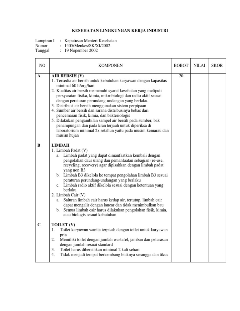 Kesehatan Lingkungan Kerja Industri | PDF | Sains & Matematika