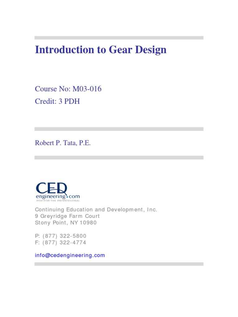 Introduction To Gearbox Design | PDF