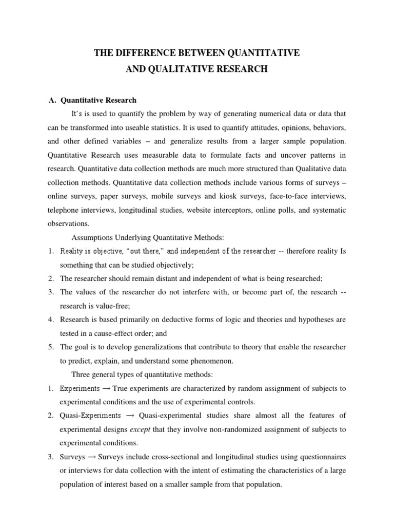 The Difference Between Qualitative and Quantitative Research | PDF ...