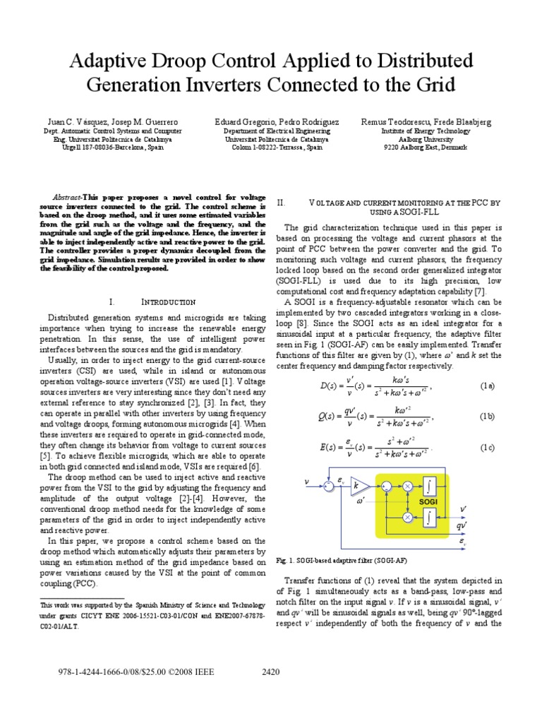 Adaptive Droop Control Applied To | PDF | Power Inverter | Electrical ...