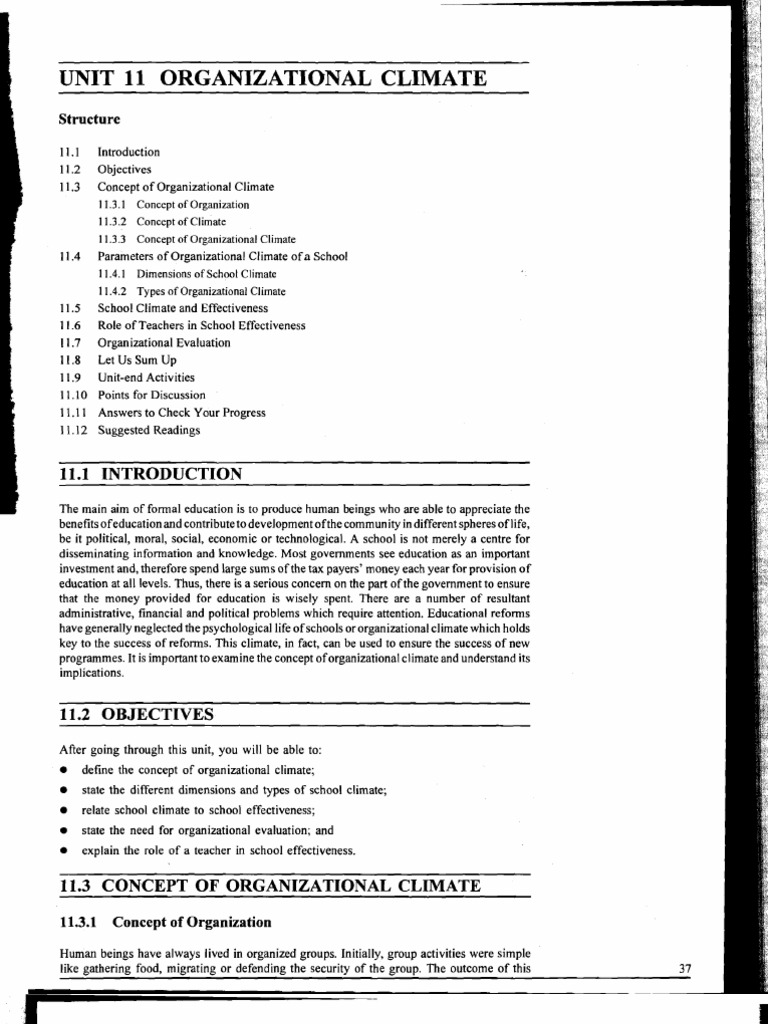 Organizational Climate | Download Free PDF | Goal | Teachers