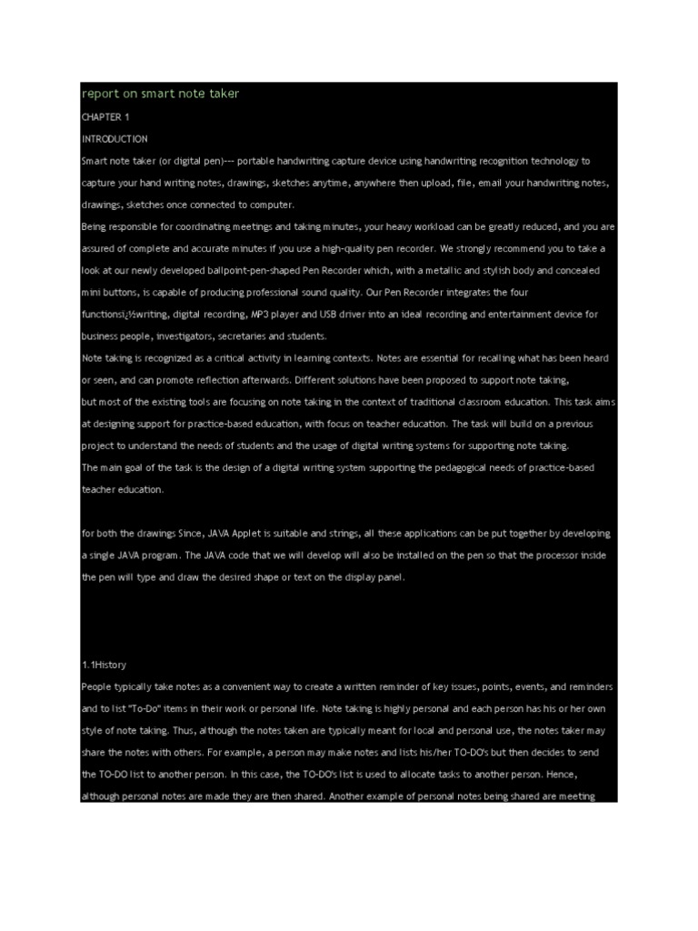 Report On Smart Note Taker | PDF | Personal Computers | Computer Program