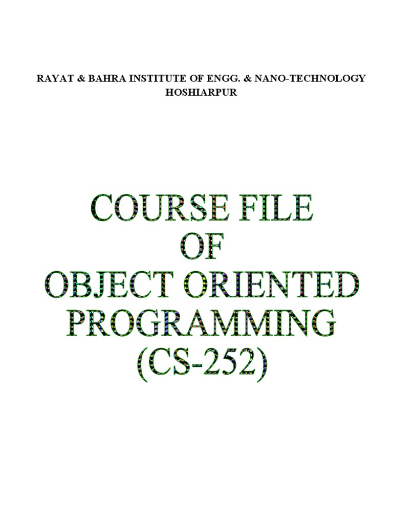 Oops Course File Pdf Constructor Object Oriented Programming Programming