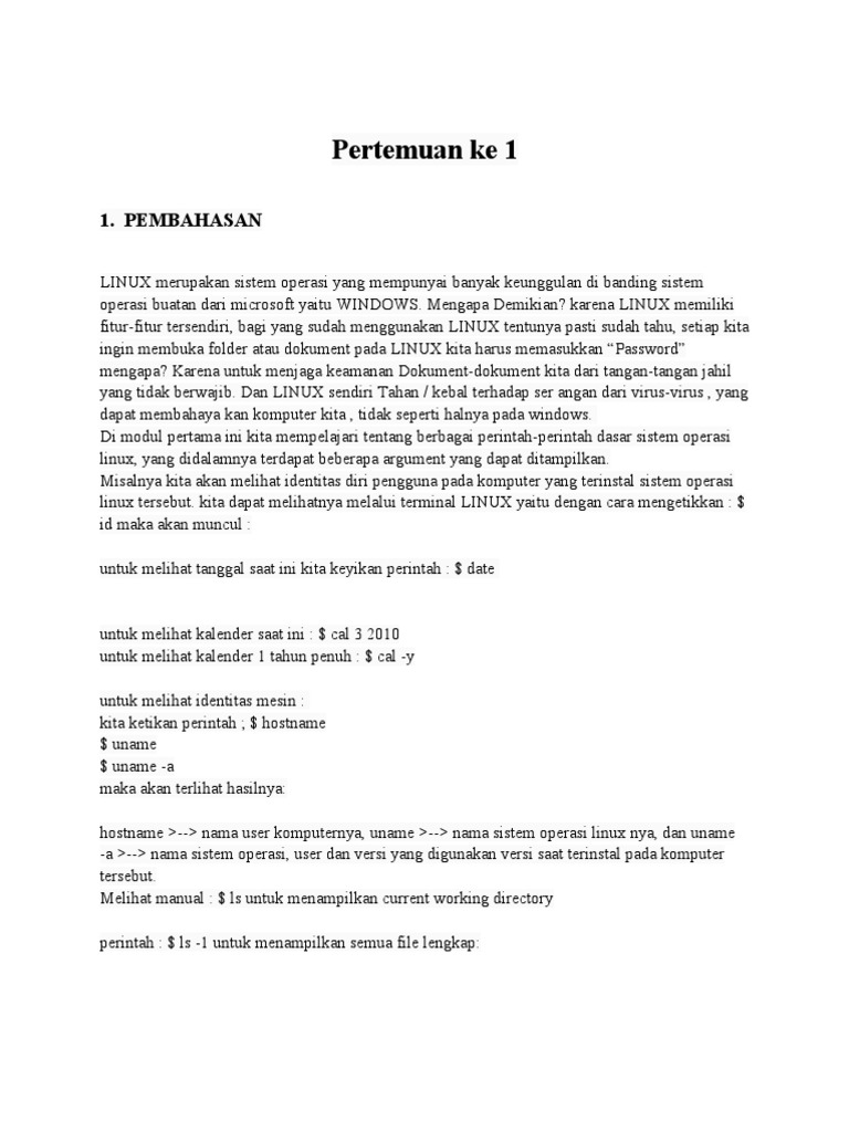 Laporan Praktikum Sistem Operasi Modul 1 | PDF Laporan Praktikum Sistem Operasi Modul 1 | PDF