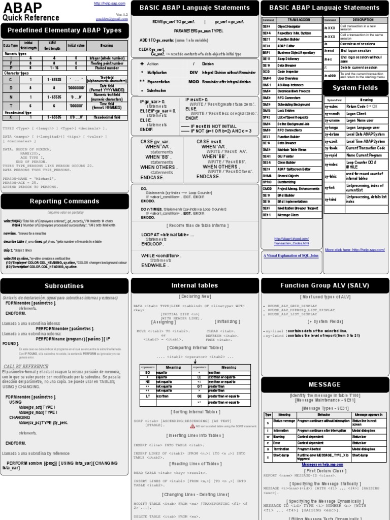 ABAP Quick Reference Guide | PDF | Software Development | Computer ...