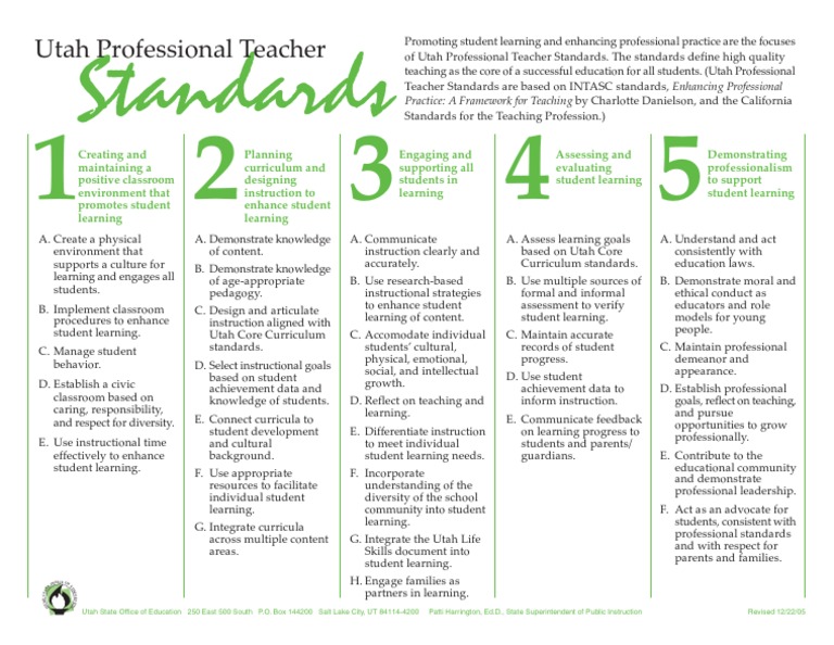 Utah Prof Teacher Standards | PDF | Students | Utah
