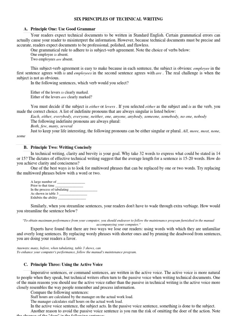 Six Principles of Technical Writing | PDF | Punctuation | Subject (Grammar)