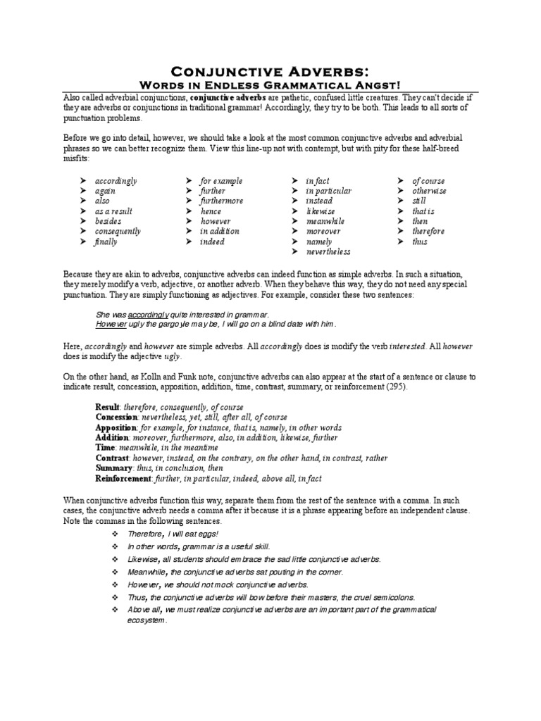 Understanding Conjunctive Adverbs | PDF