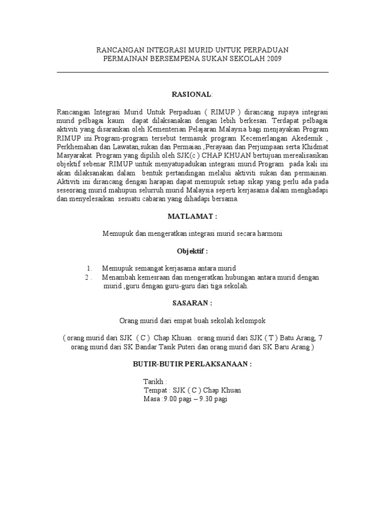 Rancangan Integrasi Murid Untuk Perpaduan | PDF | Karier & Perkembangan ...
