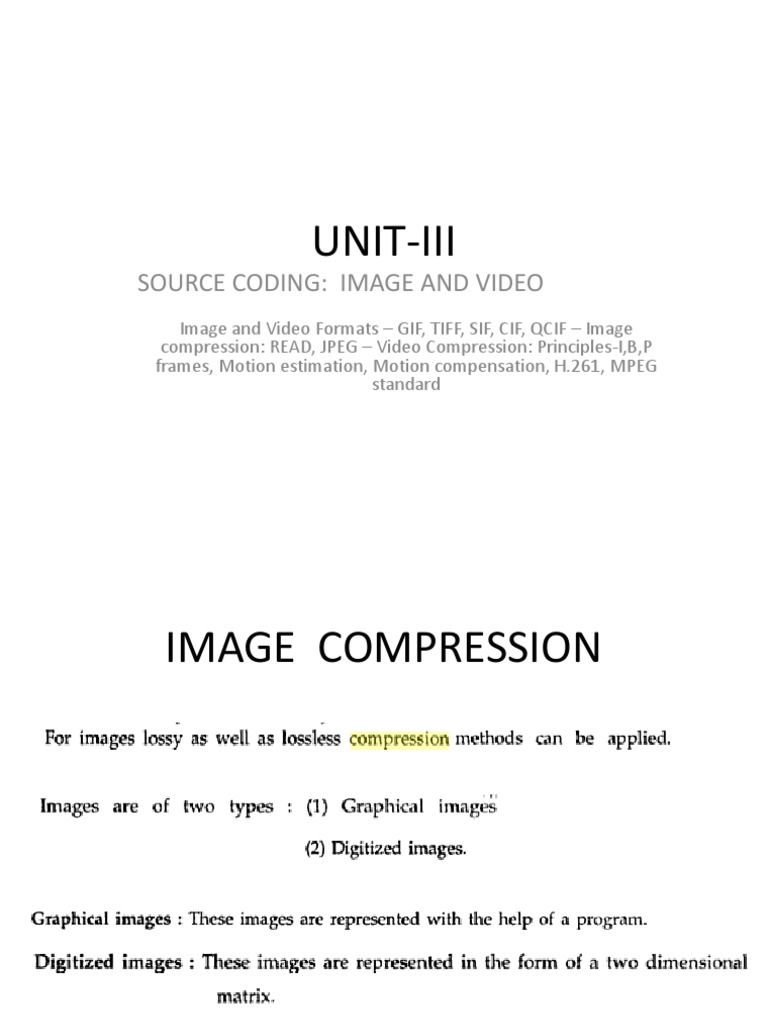 Itc Unit-Iii | PDF | Data Compression | Video