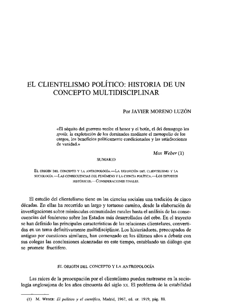 El Clientelismo Politico | PDF | Sociedad | Antropología