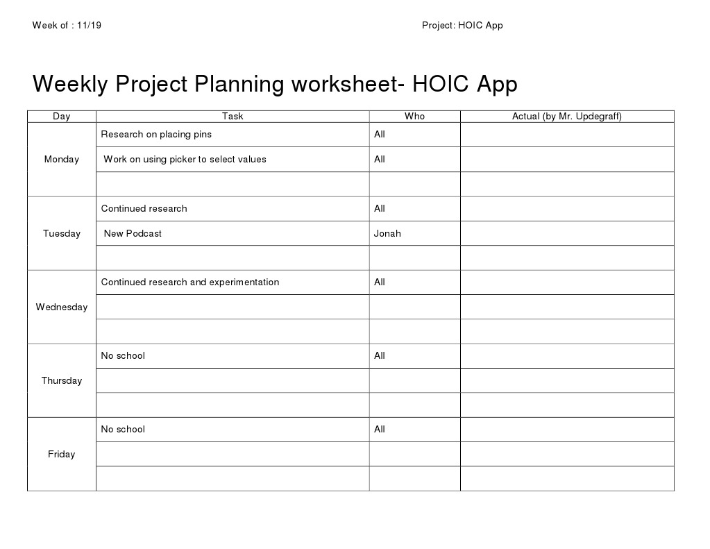 Weekly Project Planning Worksheet 2012 | PDF | Art