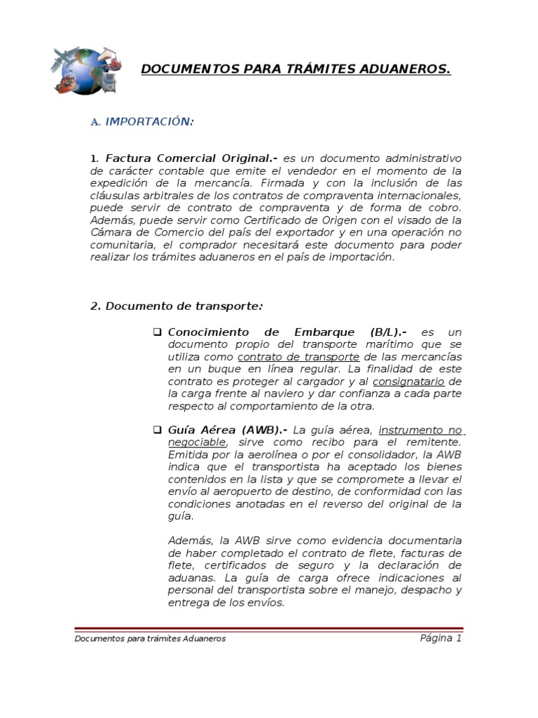 Guía de Documentos Aduaneros | PDF | Póliza de seguros | aduana