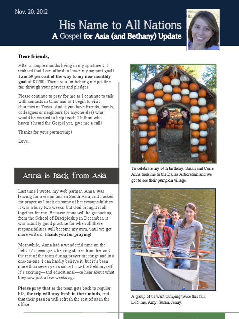 GFA November Update | PDF | Prayer | Christmas