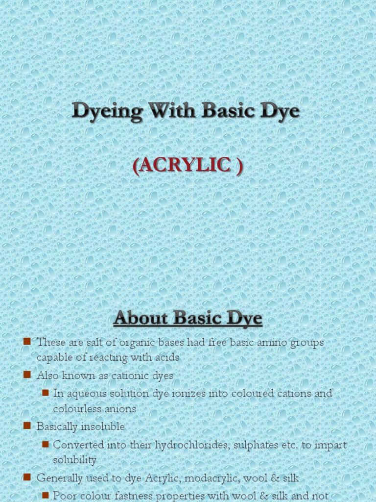 Basic Dye | Download Free PDF | Dye | Ion