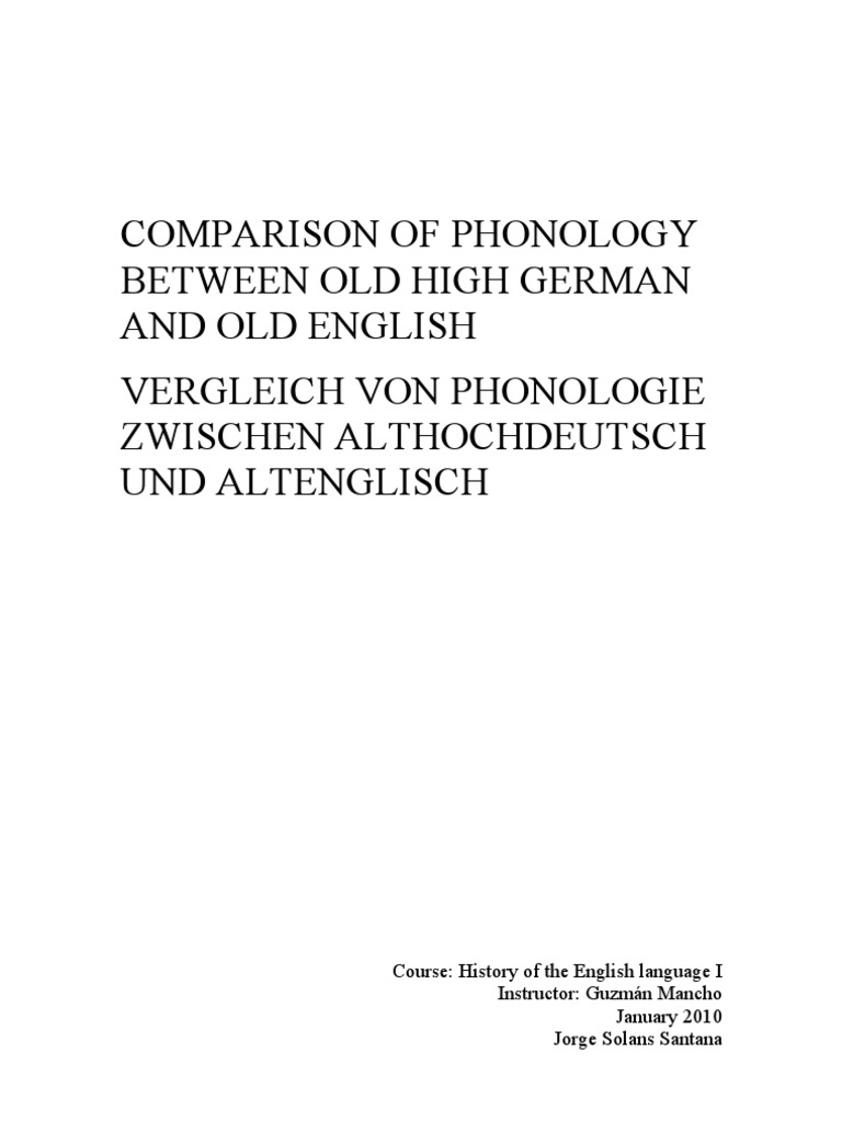 Phonological Comparison: Old High German vs. Old English | PDF | German ...