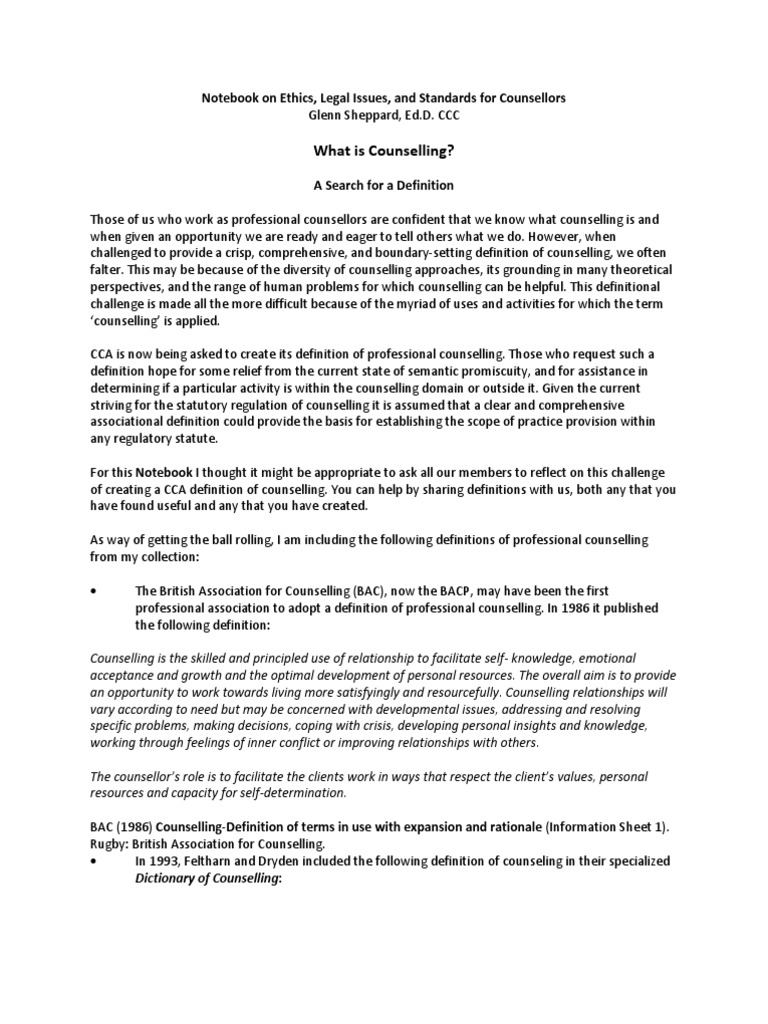 Defining Professional Counselling | PDF | Psychotherapy | Emergence