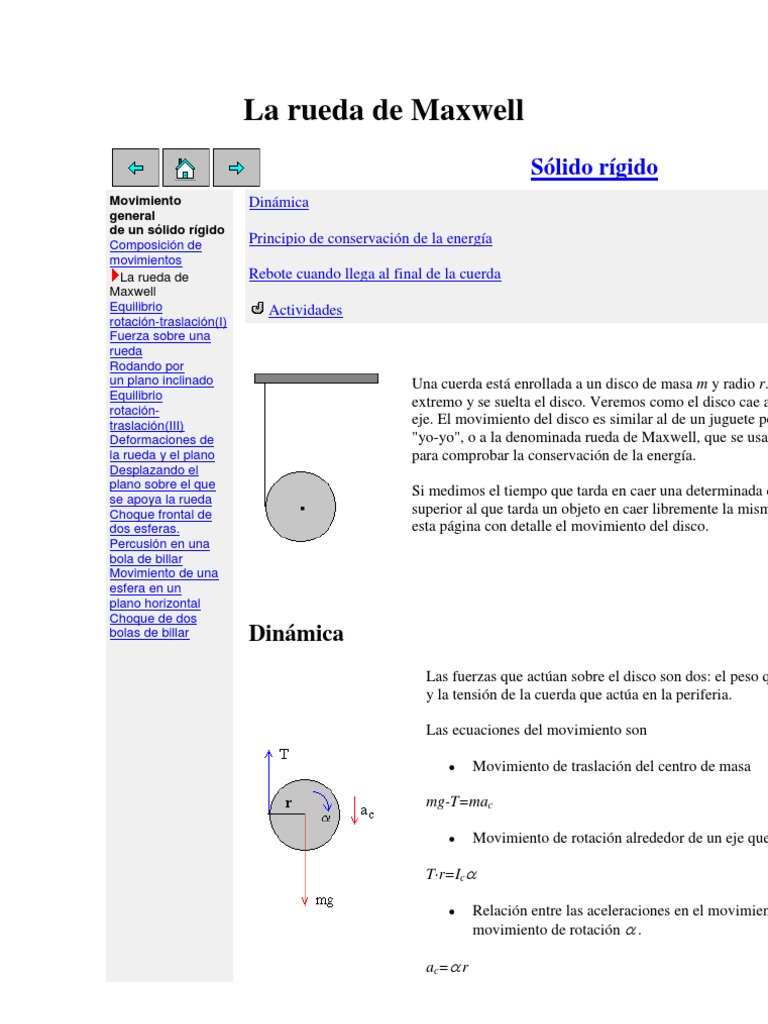 La Rueda de Maxwell | PDF | Movimiento (física) | Rotación