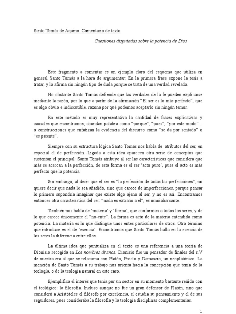 Santo Tomás de Aquino comentario de texto | PDF | Tomás de Aquino ... Santo Tomás de Aquino comentario de texto | PDF | Tomás de Aquino ...