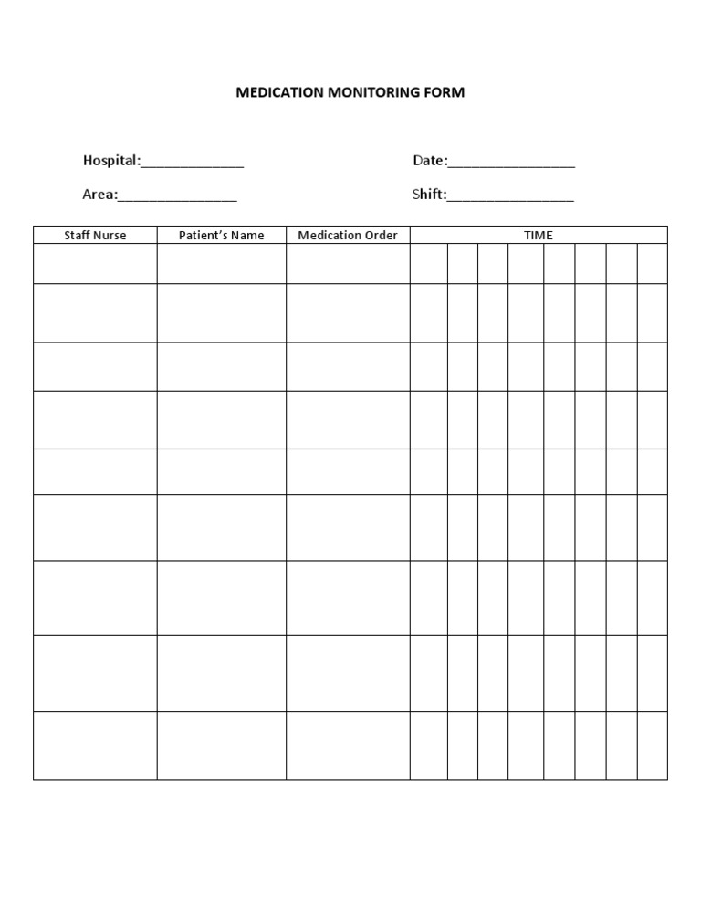 Medication Monitoring Sheet | PDF