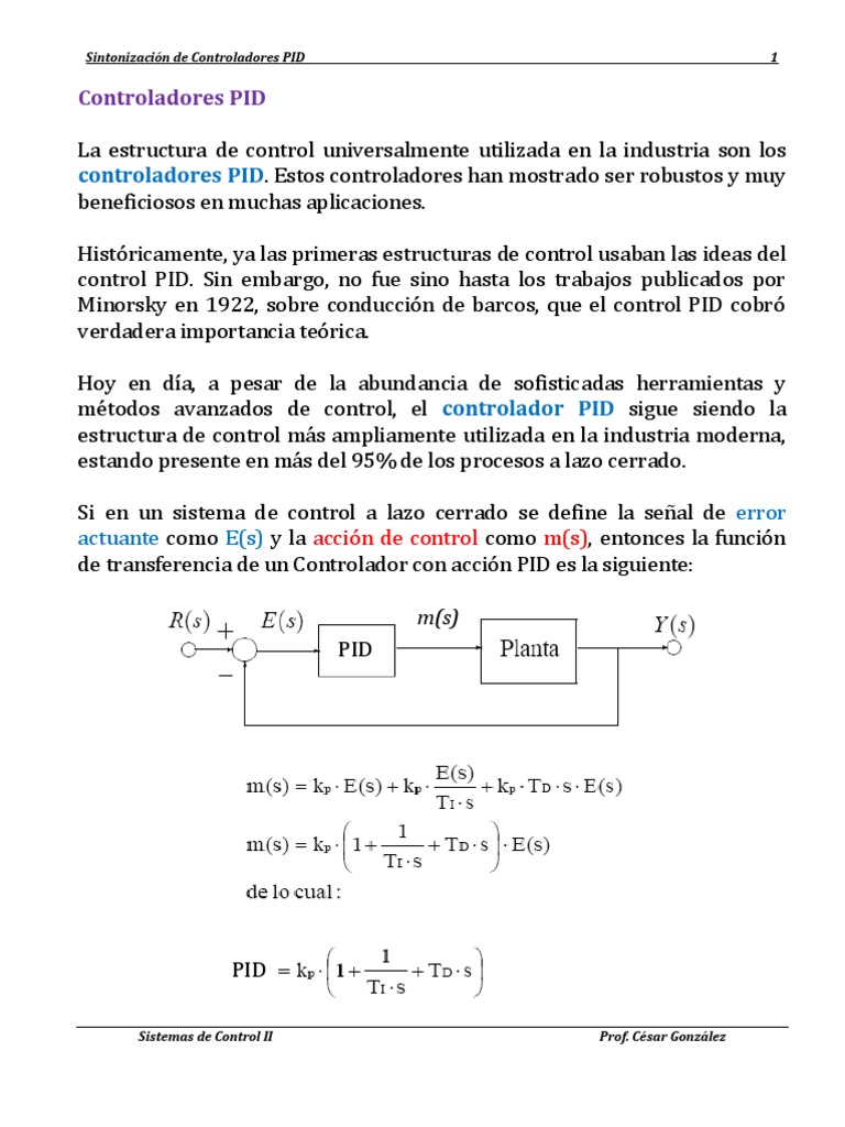 Sintonización de Controladores PID | PDF | Sistema de control | Ciencia ...