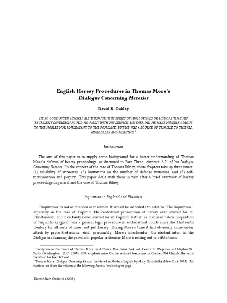 English Heresy Procedures in Thomas More's: Dialogue Concerning ...