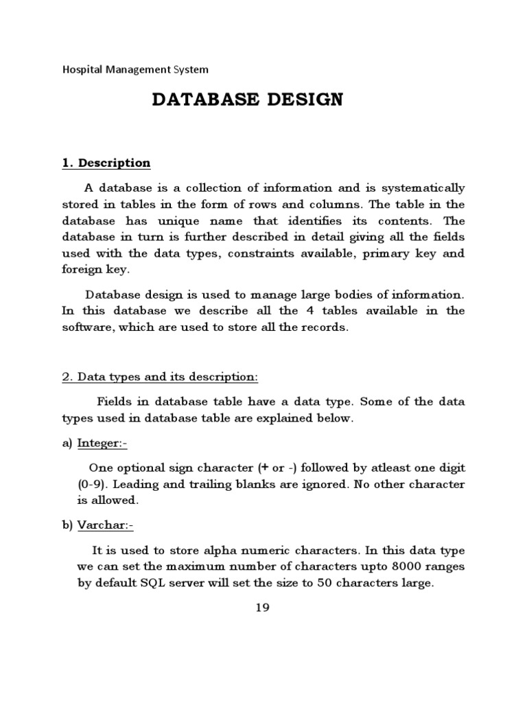 Hospital Management System Database Design | PDF | Scientific Modeling | Information Retrieval