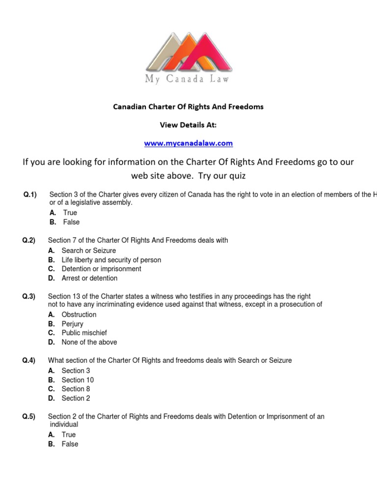 Canadian Charter of Rights and Freedoms | PDF | Criminal Law | Human Rights