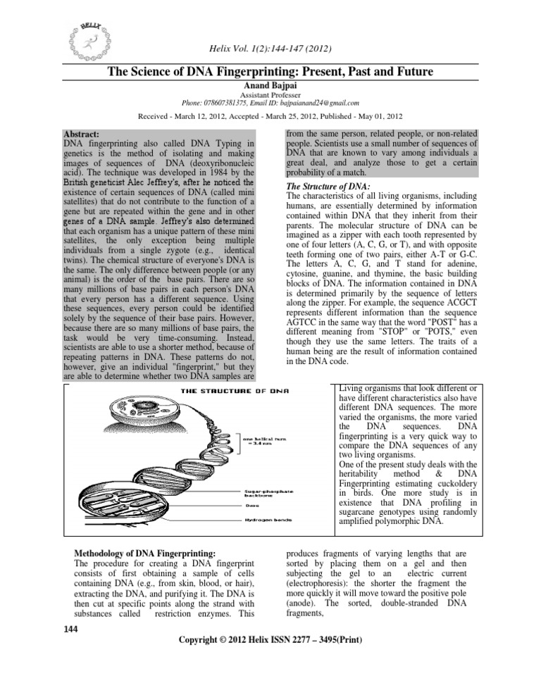 The Science of DNA Fingerprinting: Present, Past and Future | PDF | Dna ...