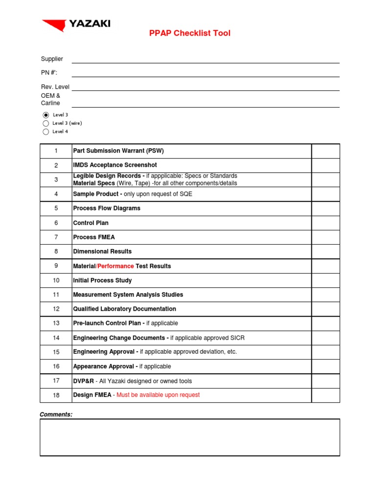 PPAP Checklist | PDF | Specification (Technical Standard) | Business