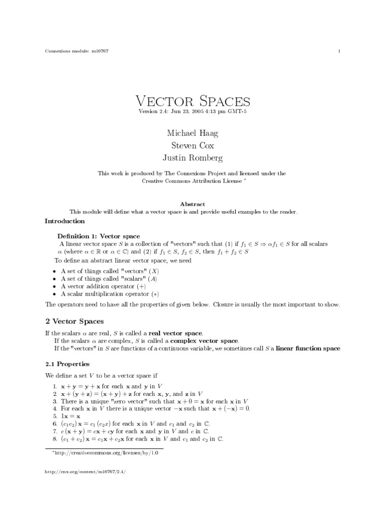 Vectors and Its Representations | PDF | Scalar (Mathematics) | Vector Space