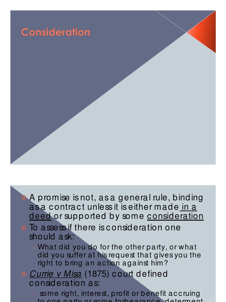 Understanding the key elements of consideration in contract law | PDF ...