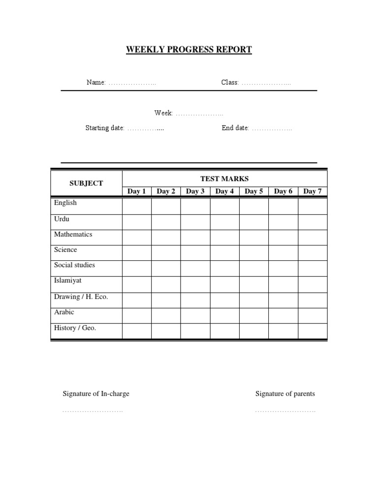 Weekly Student Progress Report | PDF