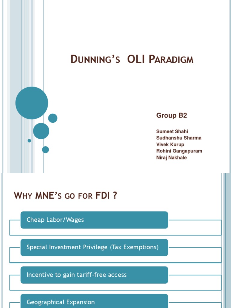 OLI Paradigm | PDF | Foreign Direct Investment | Multinational Corporation