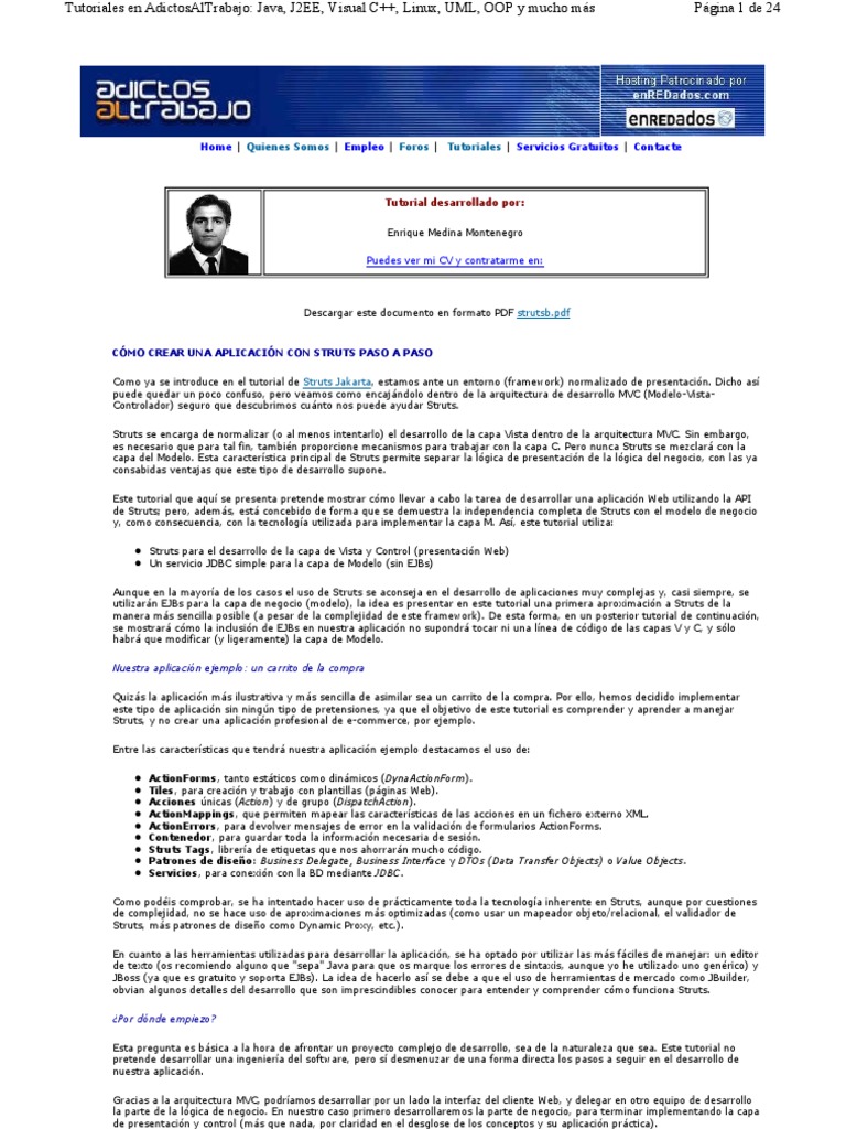 Tutorial Paso A Paso Java-Struts | PDF | Páginas del servidor Java | Modelo – Vista – Controlador