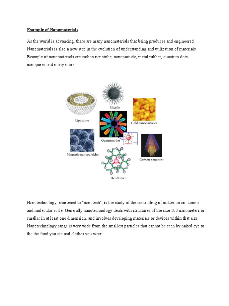 Examples of Nanomaterials and Uses | PDF | Nanomaterials | Carbon Nanotube