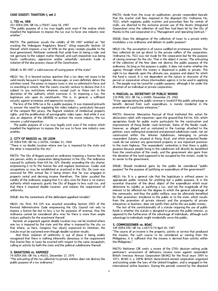 Digested Cases in Taxation I | PDF | Probate | Tax Refund