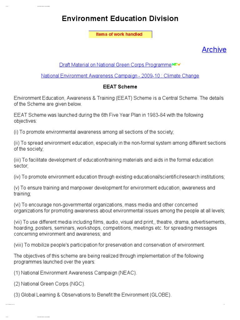 Environment Education and Awareness | PDF | Environmentalism | Curriculum