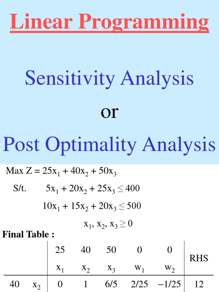 LP - V Lecture (Sensitivity Analysis) | PDF | Systems Science | Systems ...