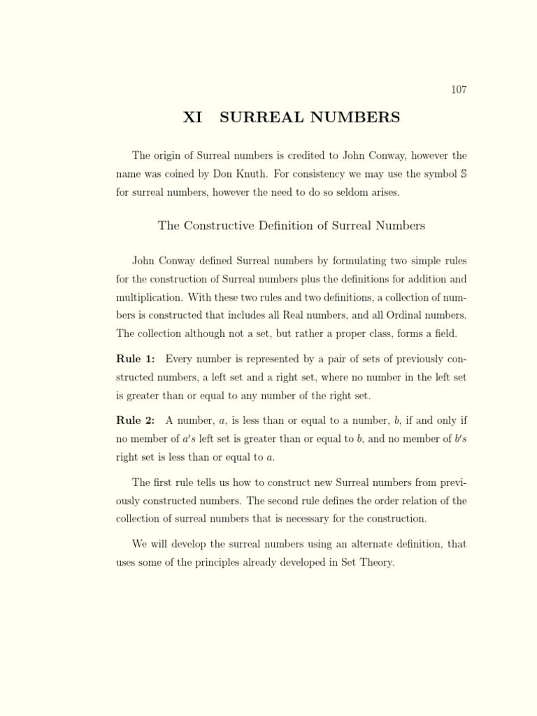 Understanding Surreal Numbers and Operations | PDF
