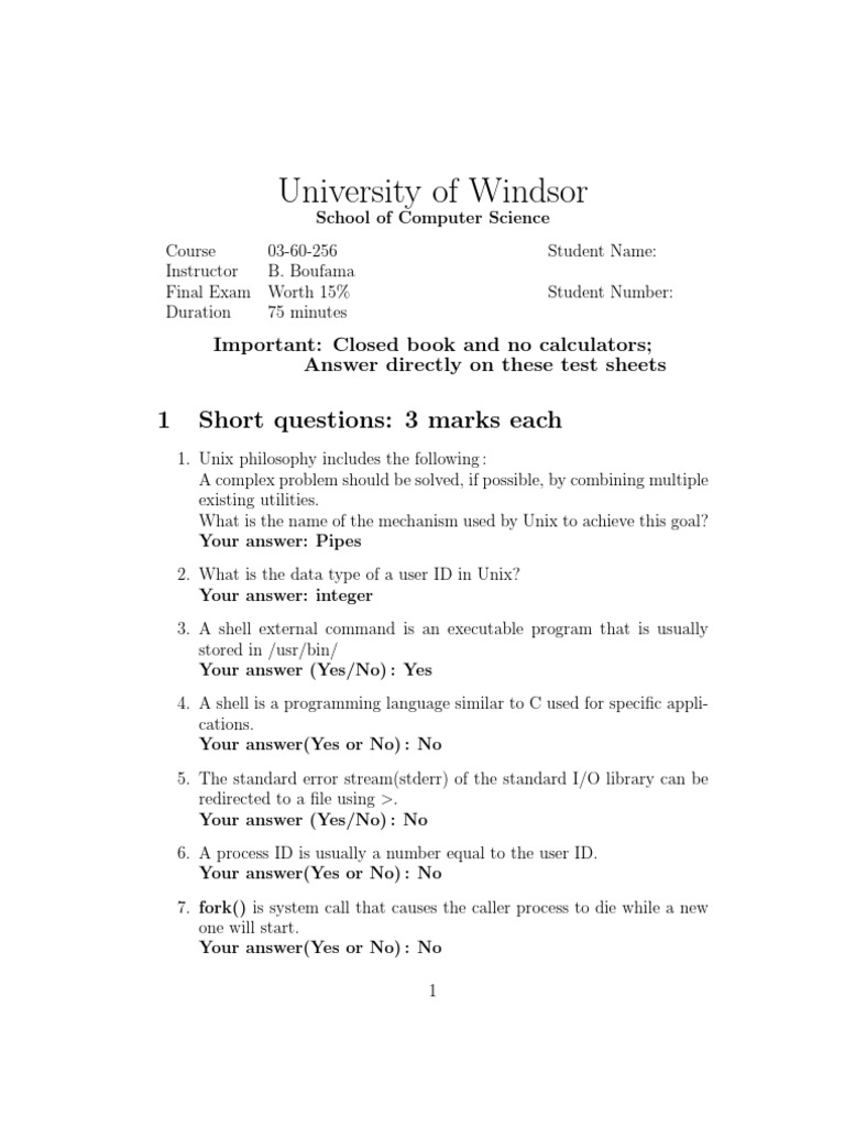 Sol Midterm 1 | PDF | Operating System Technology | Unix