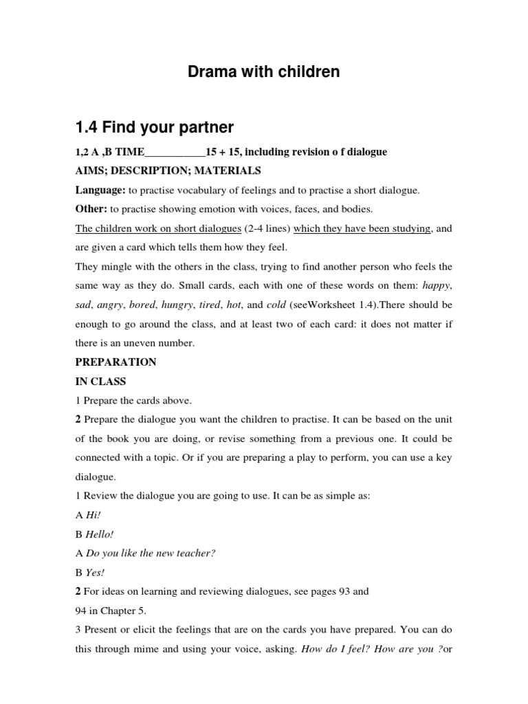 Feelings+Short Dialogue Drama